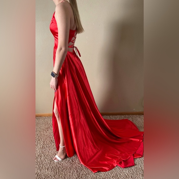 Dresses | Red Open Back Prom Dress Size | Poshmark